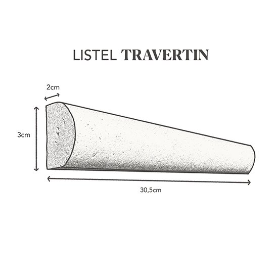 Listel en Travertin 3x2x30.5 cm - couleur au choix | C-Négoce